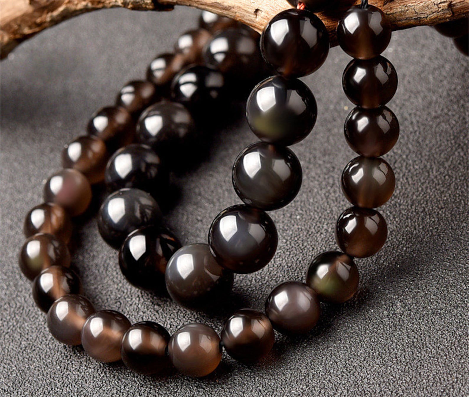 Grade A Natural Rainbow Ice Obsidian Beads Smooth Round | Etsy