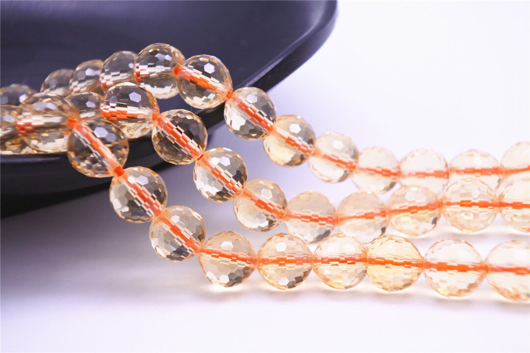 Faceted Enhanced Natural Citrine Beads, Round 6mm-12mm, With 128 Facets ...