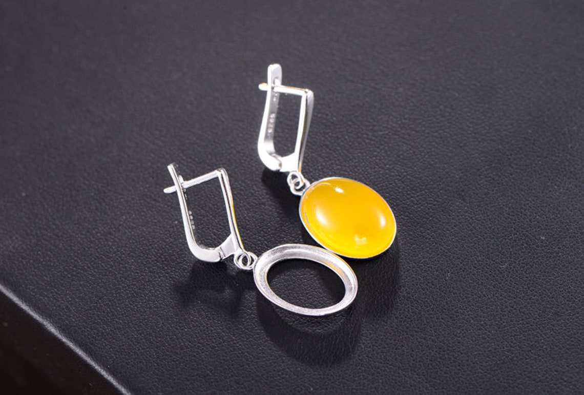 Earring Settings 12x16.2mm Oval Blank 925 Silver Earring - Etsy