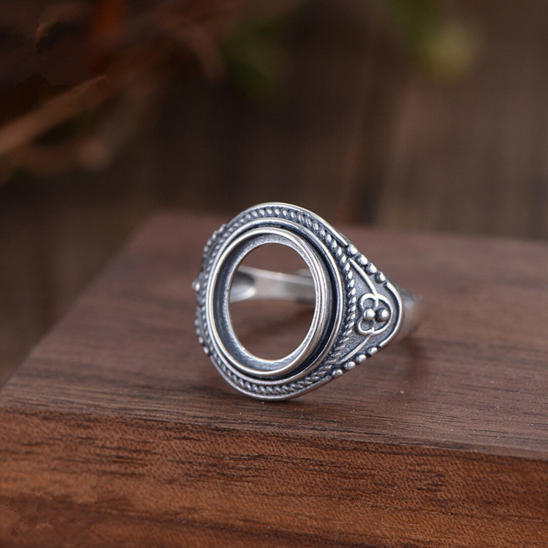 Ring Blank (10x12mm Oval Blank) Adjustable Thai Sterling Silver Ring ...