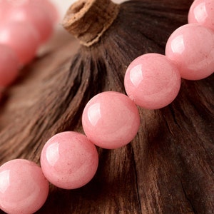 Natural Pink Jade Beads, Smooth Polished Round 4mm-12mm, 15.4 Inch Full ...