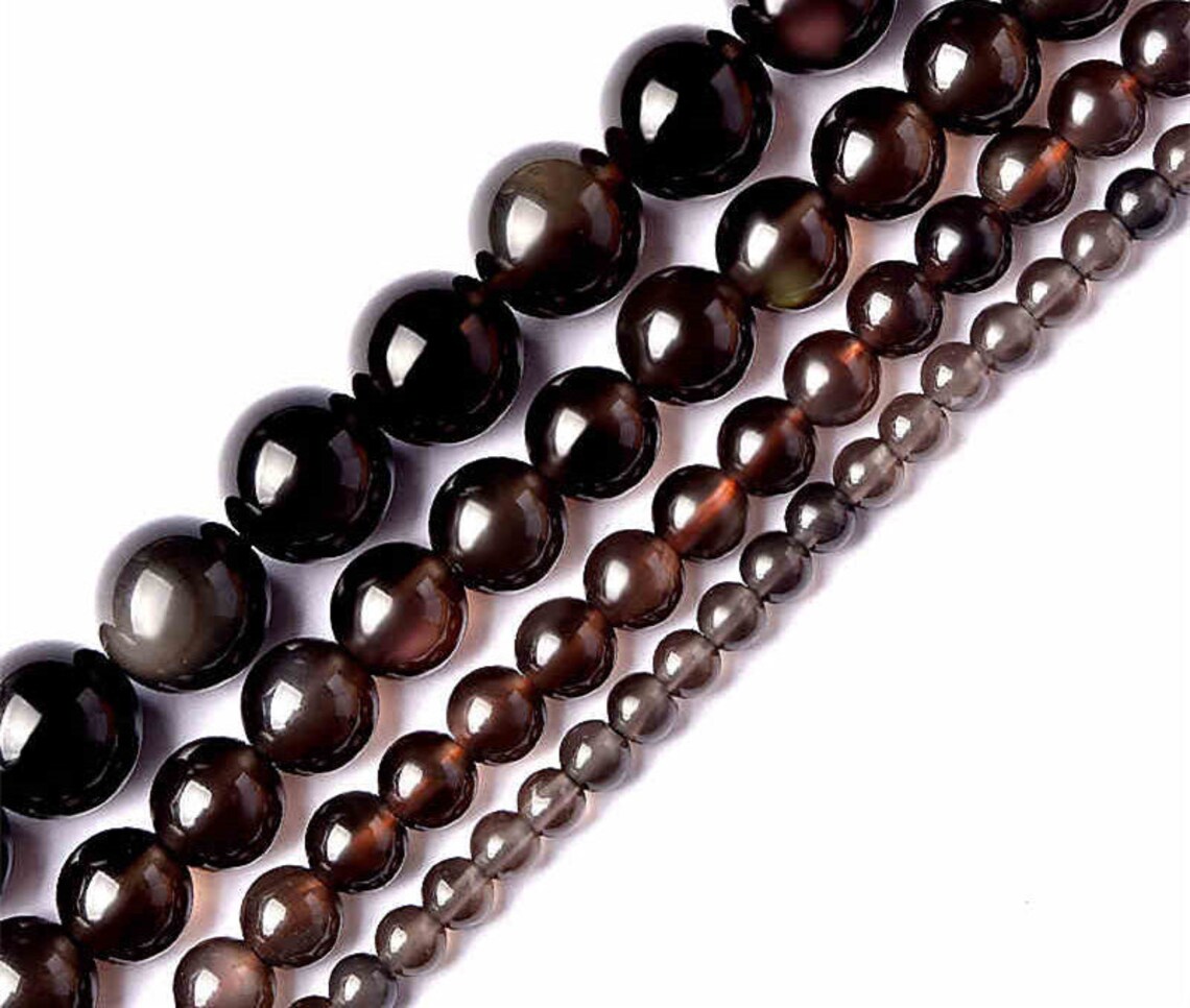 Grade A Natural Rainbow Ice Obsidian Beads Smooth Round | Etsy