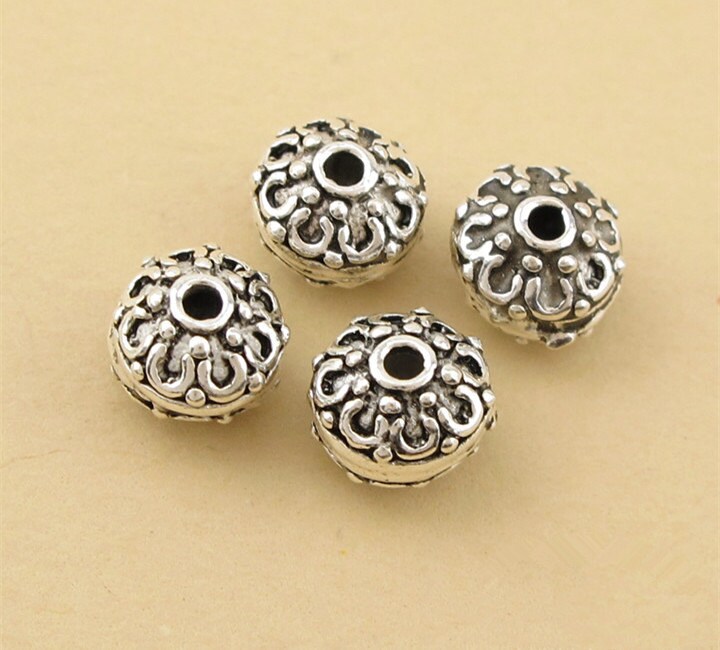 5pcs 7mm Thai Sterling Silver Beads Flat Round Solid 925 | Etsy