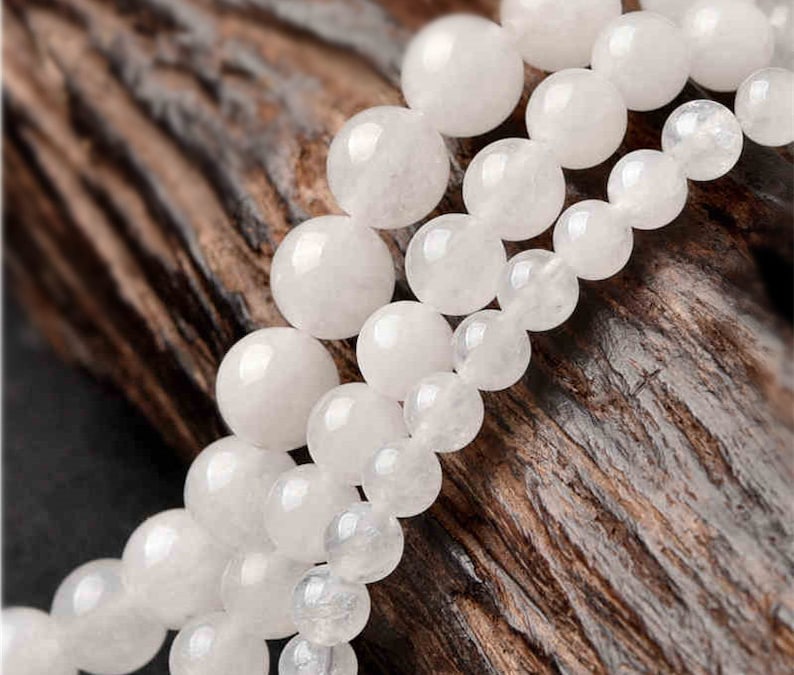 Natural White Jade Beads Smooth Polished Round 4mm-12mm 15.4 | Etsy