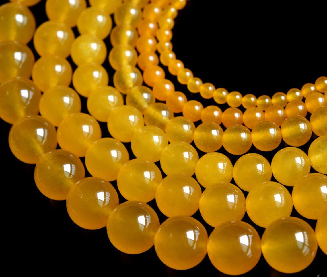 Natural Yellow Chalcedony Beads, Smooth Polished Round 4mm-14mm, 15.4 ...