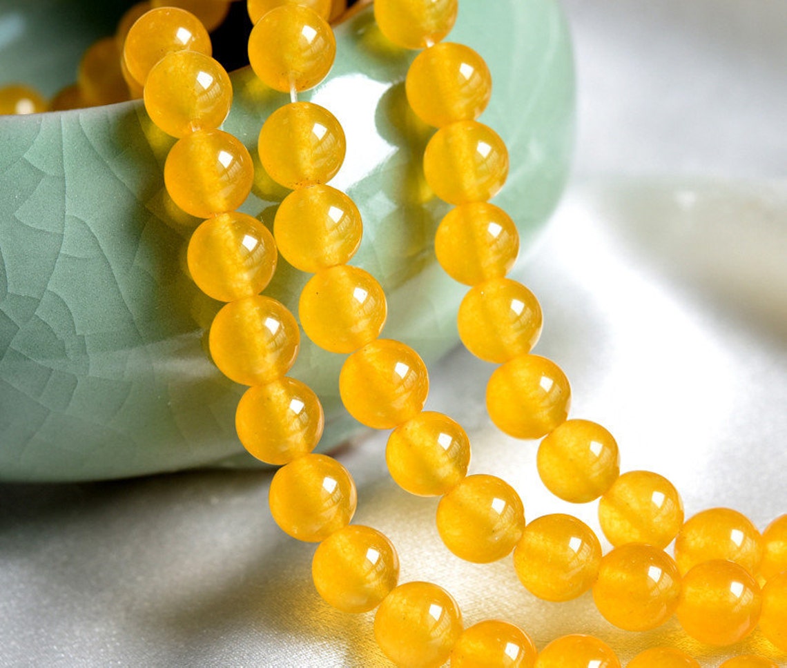 Natural Yellow Chalcedony Beads, Smooth Polished Round 4mm-14mm, 15.4 ...