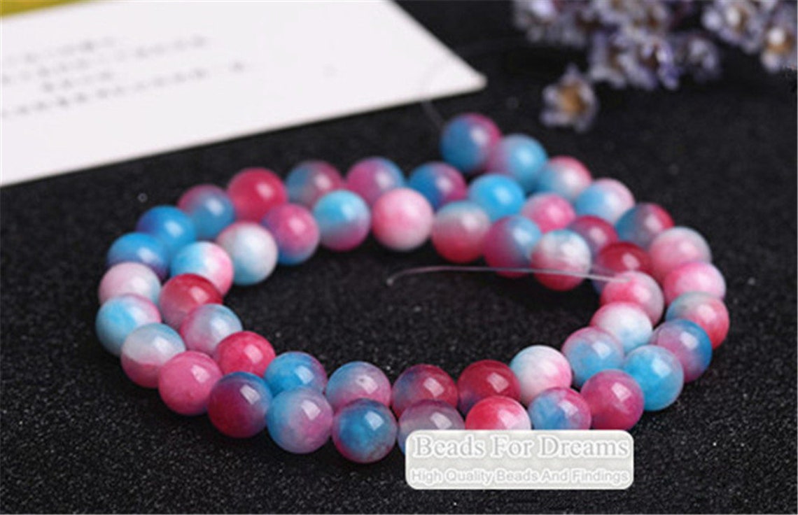 Natural Red Blue White Jade Beads Multi-tones Jade Beads - Etsy