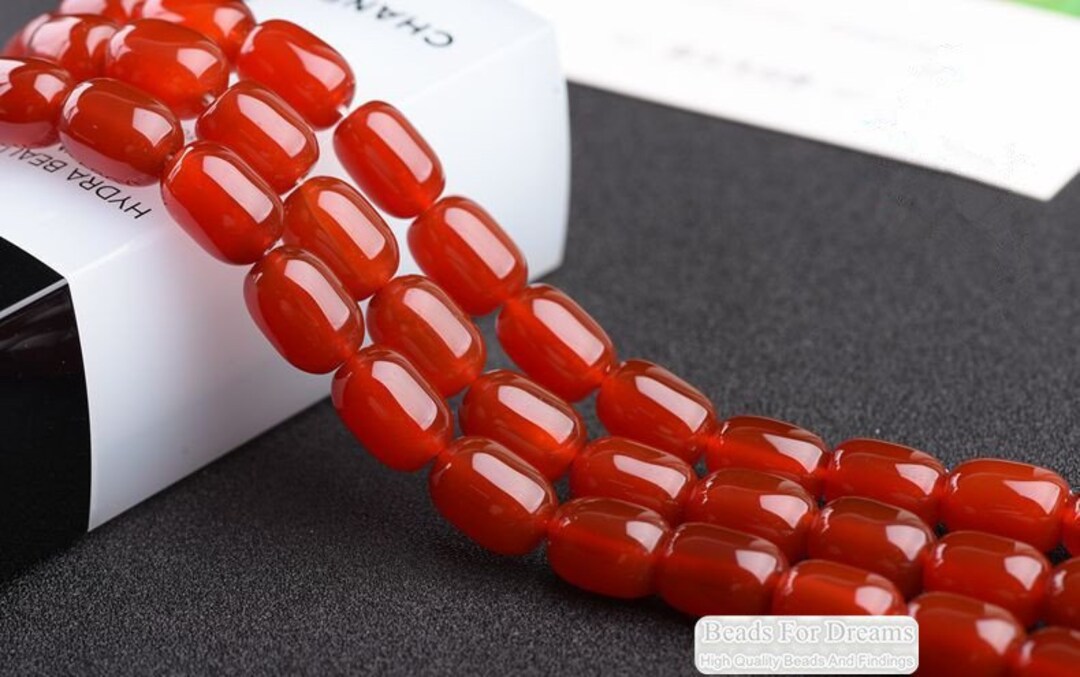 Grade A Natural Red Agate Beads Barrel Shape 15.4 Inch - Etsy