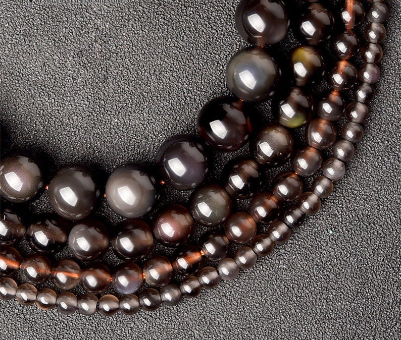 Grade A Natural Rainbow Ice Obsidian Beads Smooth Round | Etsy