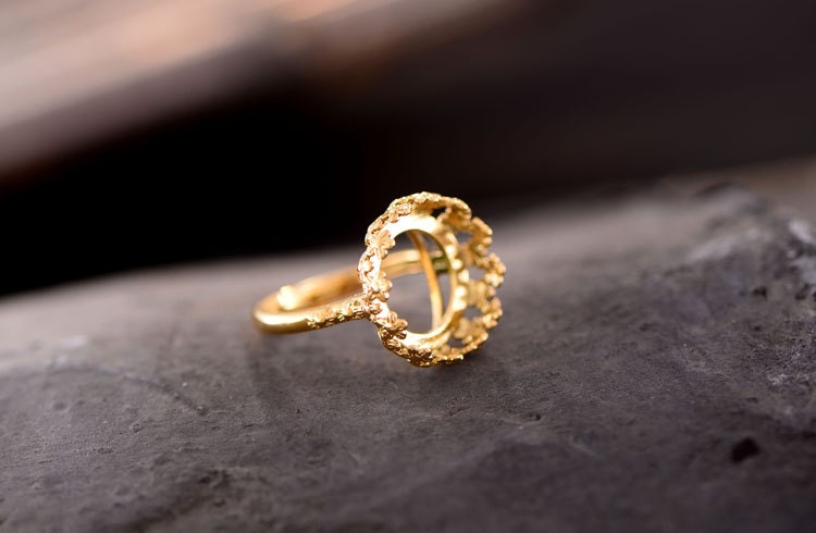 Ring Blank 14x14mm Round Blank Long-Lasting 24K Gold Plated | Etsy