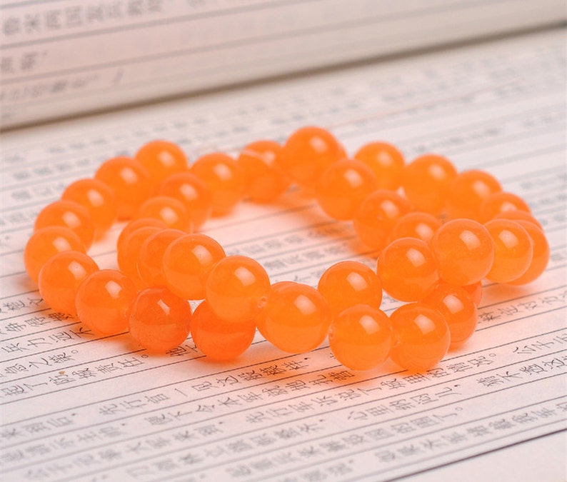 Natural Orange Jade Beads, Smooth Polished Round 4mm-14mm, 15.4 Inch ...