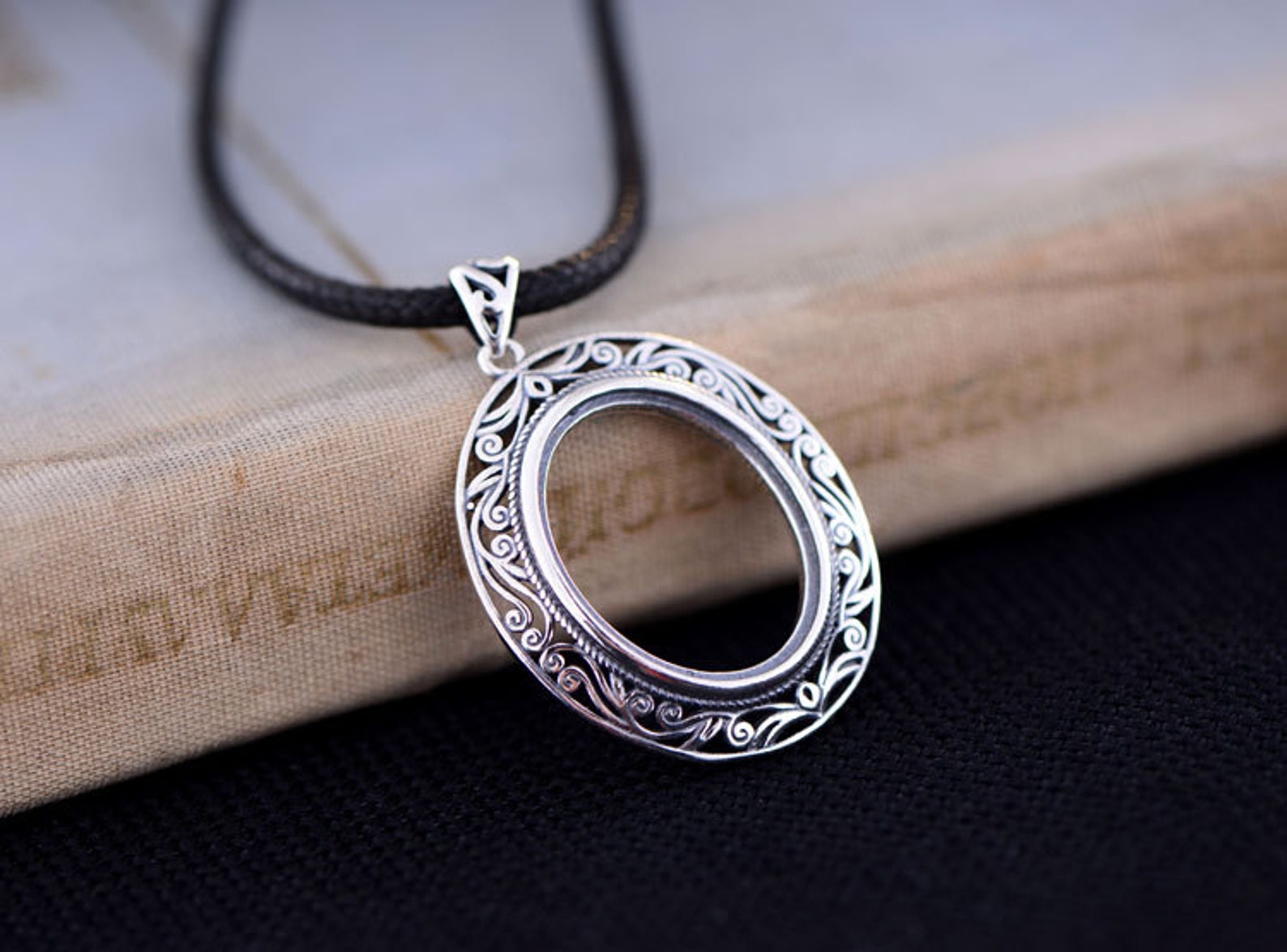 Pendant Blank 17x22mm Oval Blank Antique Style Thai Sterling - Etsy