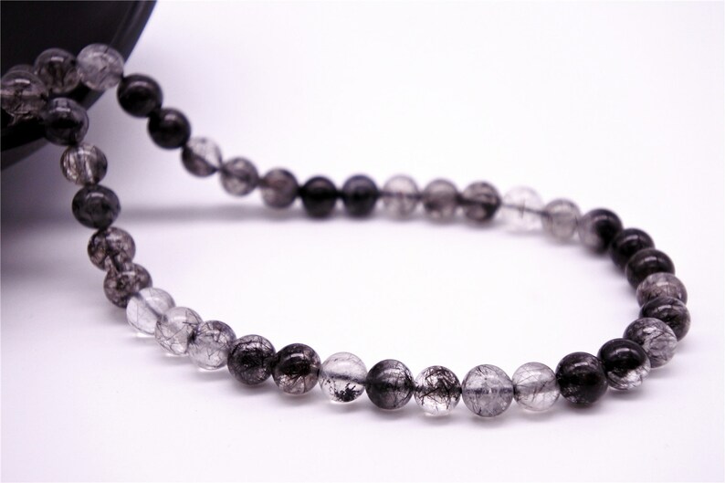 Grade AA Natural Black Rutilated Quartz Beads Smooth Round - Etsy