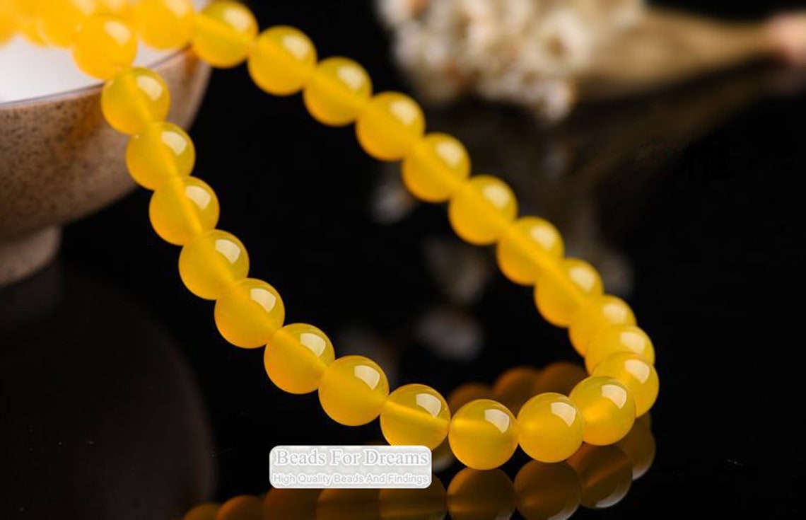 Natural Yellow Agate Beads, Smooth Round 2mm-14mm, 15.4 Inch Strand ...