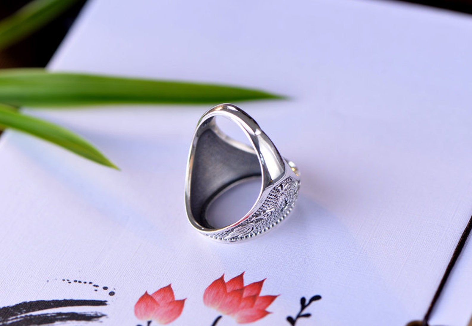 Adjustable Thai Sterling Silver Men's Ring Blank Cabochon - Etsy