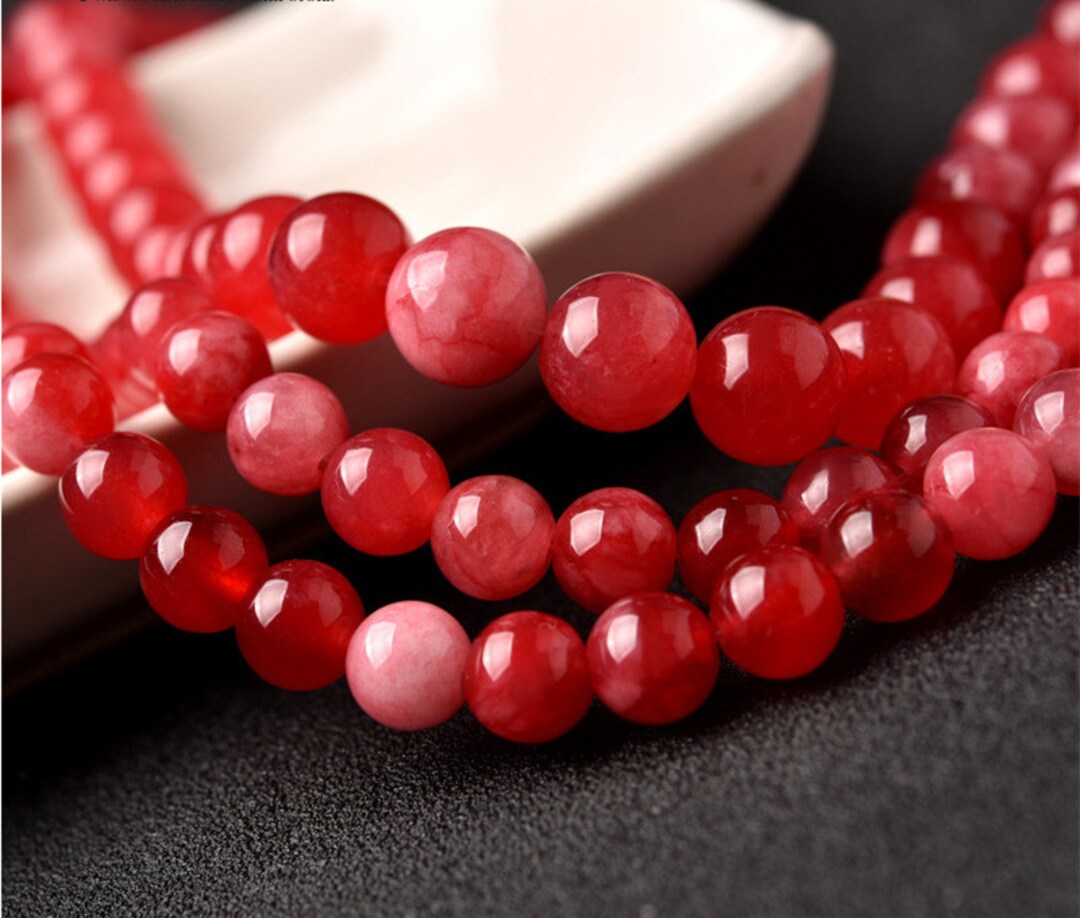 Natural Multi-tones Red Jade Beads, Smooth Polished Round 4mm-12mm, 15. ...