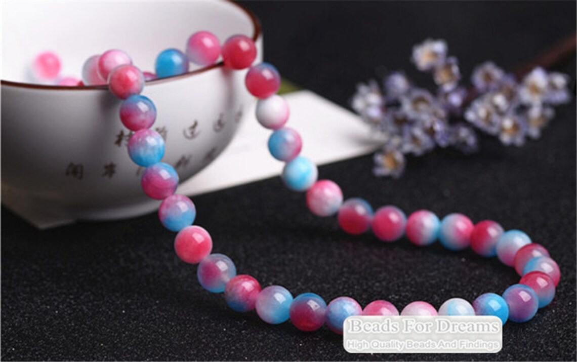 Natural Red Blue White Jade Beads Multi-tones Jade Beads - Etsy