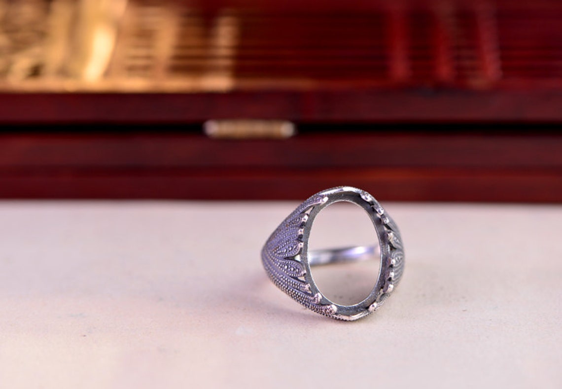 Adjustable Thai Sterling Silver Ring Blank 13x18mm Oval - Etsy