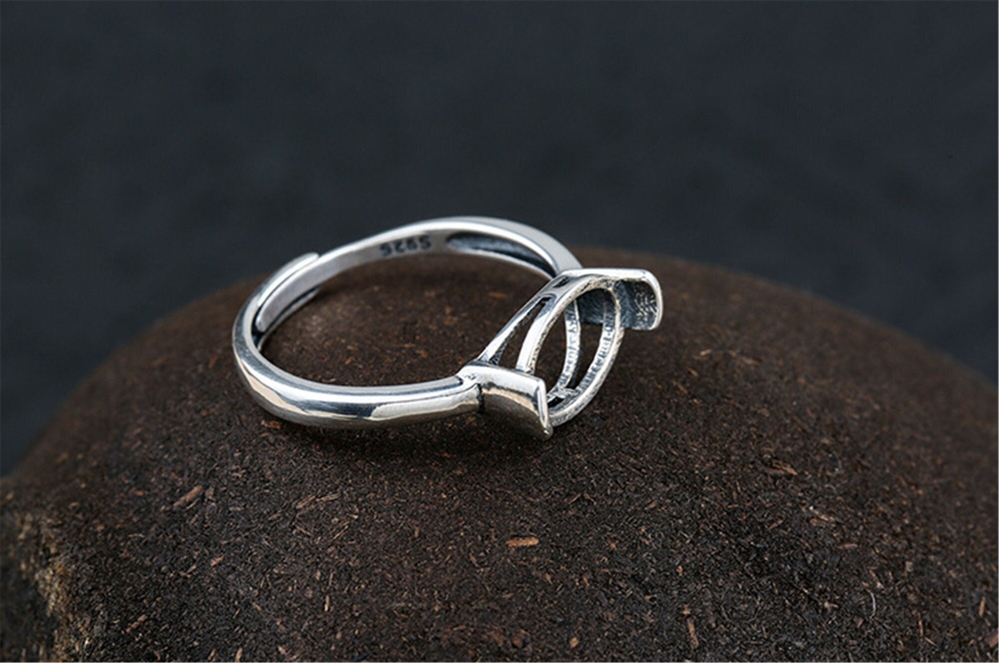 Ring Rohling 7x11mm Oval Blank Verstellbar 925 Silber Ring | Etsy