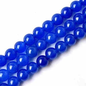 Natural Blue Jade Beads, Smooth Polished Round 4mm-12mm, 15.4 Inch Full ...