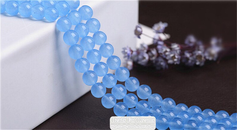 Natural Light Blue Jade Beads, Smooth Polished Round 4mm-14mm, 15.4 ...