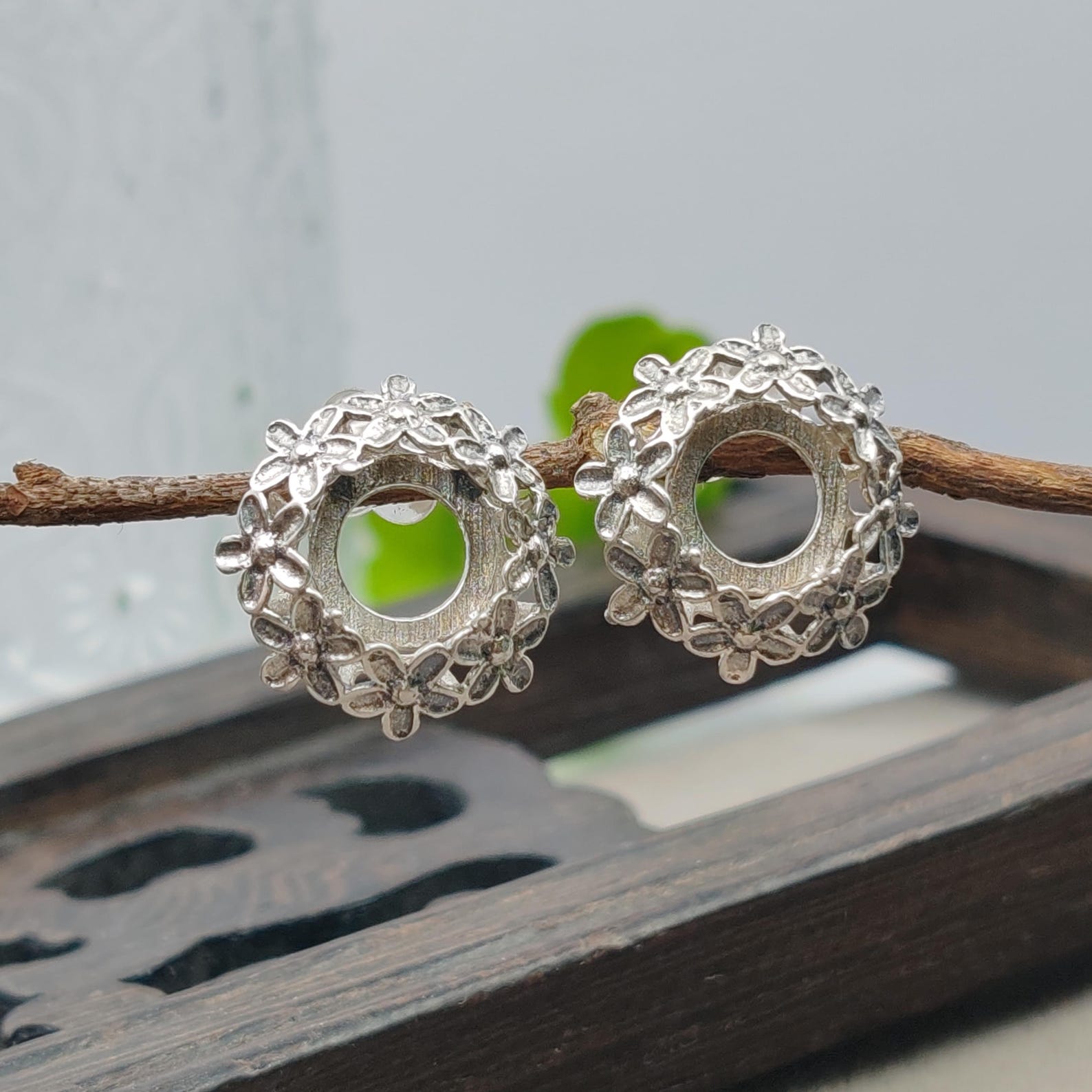 Earring Settings (8x8mm Round Blank) 925 Sterling Silver Earring Studs ...