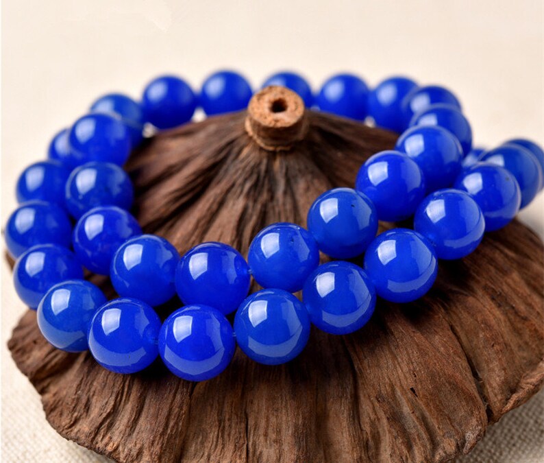 Natural Blue Jade Beads, Smooth Polished Round 4mm-12mm, 15.4 Inch Full ...
