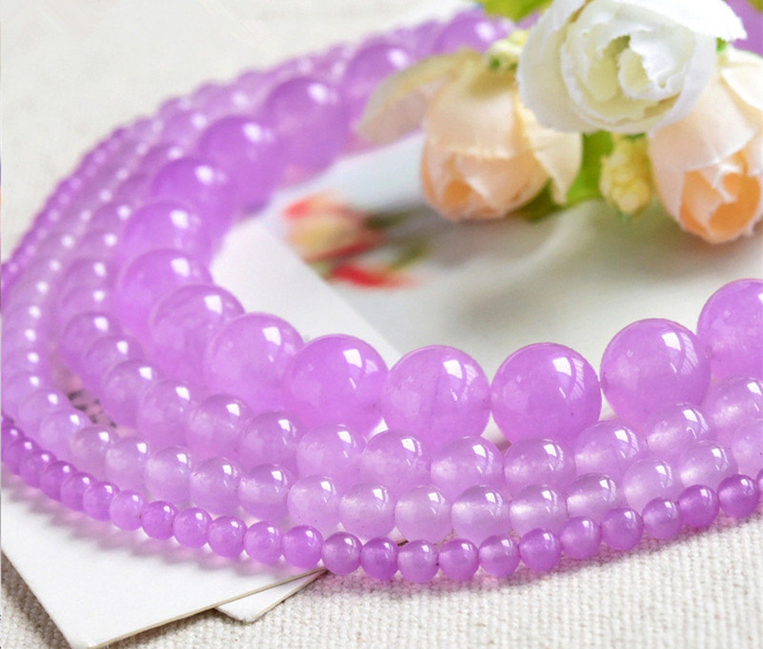 Natural Light Purple Jade Beads, Smooth Polished Round 4mm-12mm, 15.4 ...