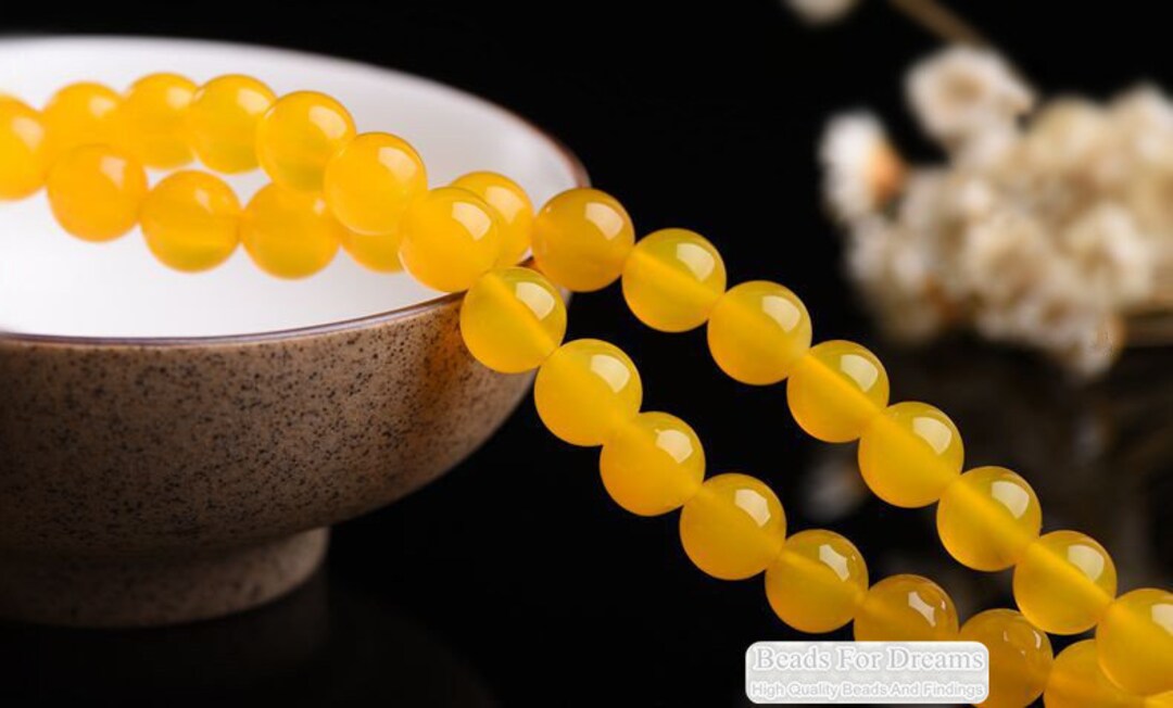 Natural Yellow Agate Beads, Smooth Round 2mm-14mm, 15.4 Inch Strand ...