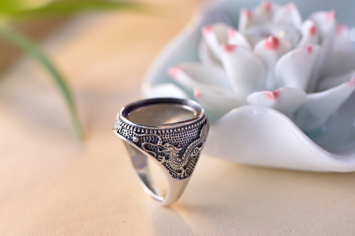Adjustable Thai Sterling Silver Men's Ring Blank Cabochon - Etsy