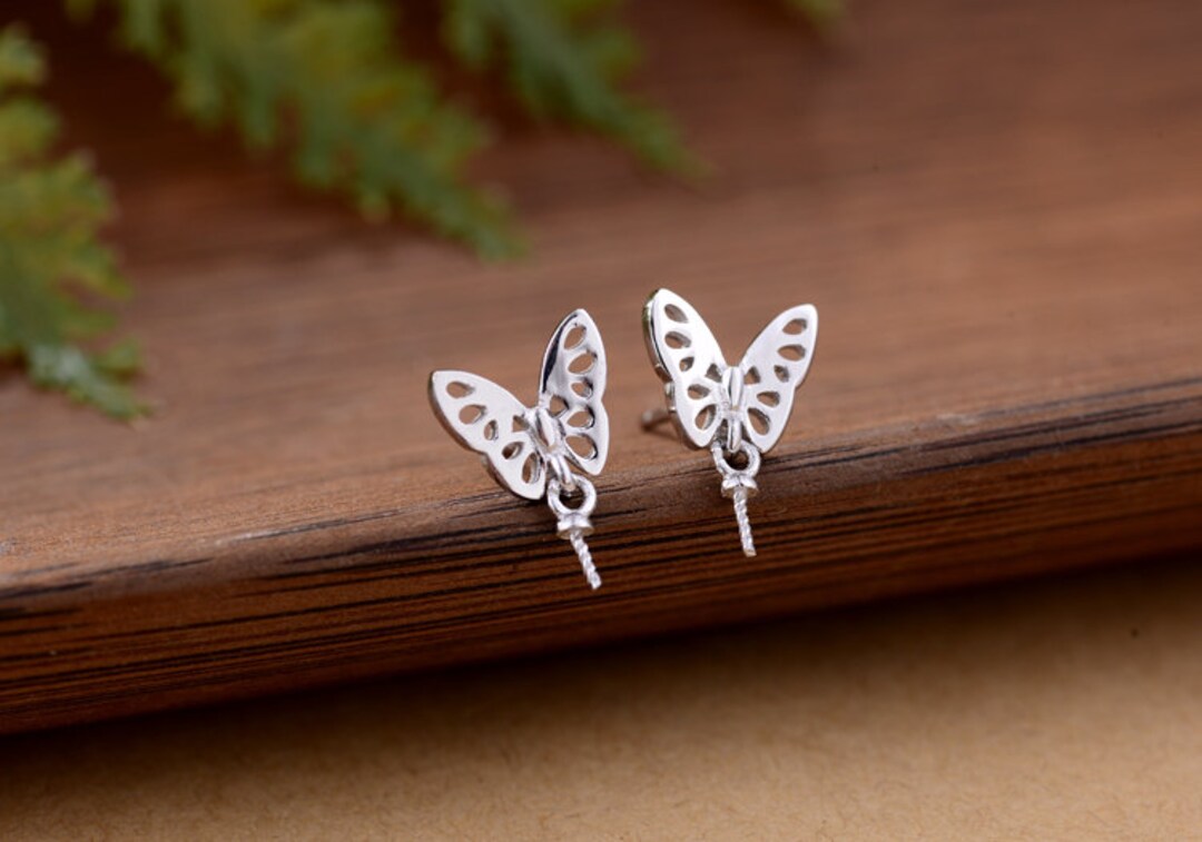 Sterling Silver Earring Settings for 6-11mm Round Beads White Gold ...