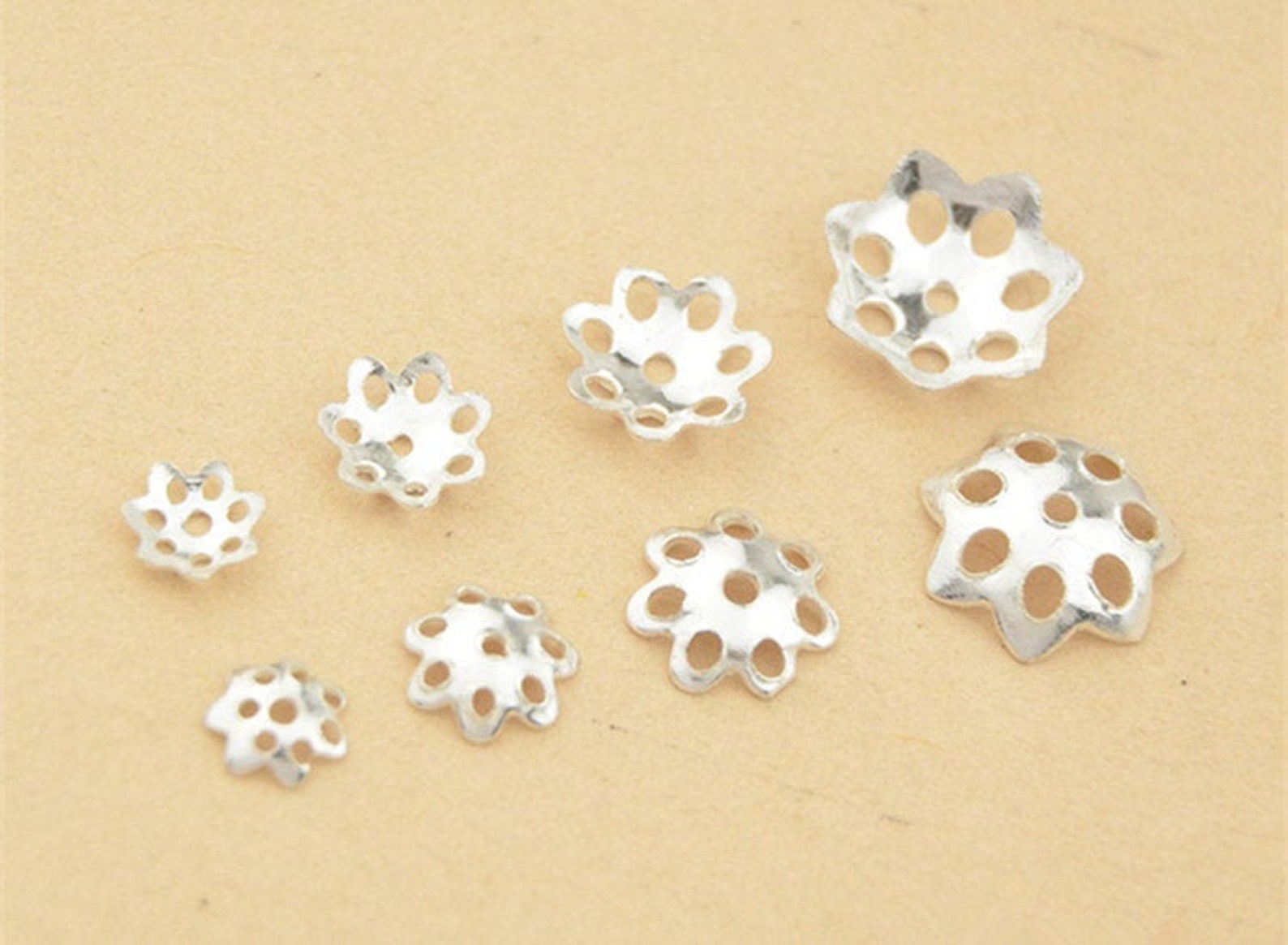 30pcs Sterling Silver Bead Caps Openwork 925 Silver Bead Caps - Etsy