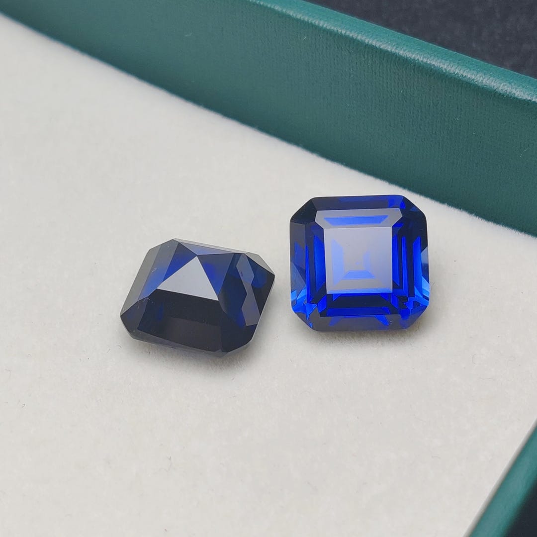 Square Emerald Cut Lab Grown Sapphire Mohs Scale 9 Intense Royal Blue ...