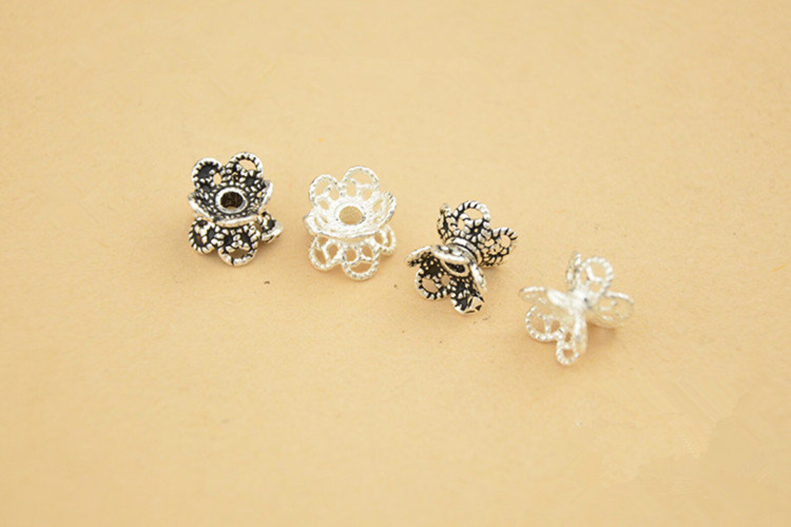 10pcs Sterling Silver Bead Caps 925 Silver Double Sided Bead | Etsy