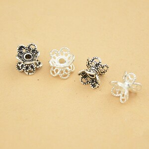 10pcs Sterling Silver Bead Caps, 925 Silver Double Sided Bead Caps 7 ...