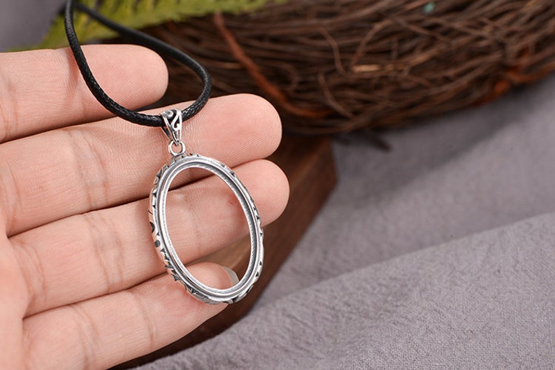 Pendant Blank 20x30mm Oval Blank Antique Style Thai Sterling | Etsy