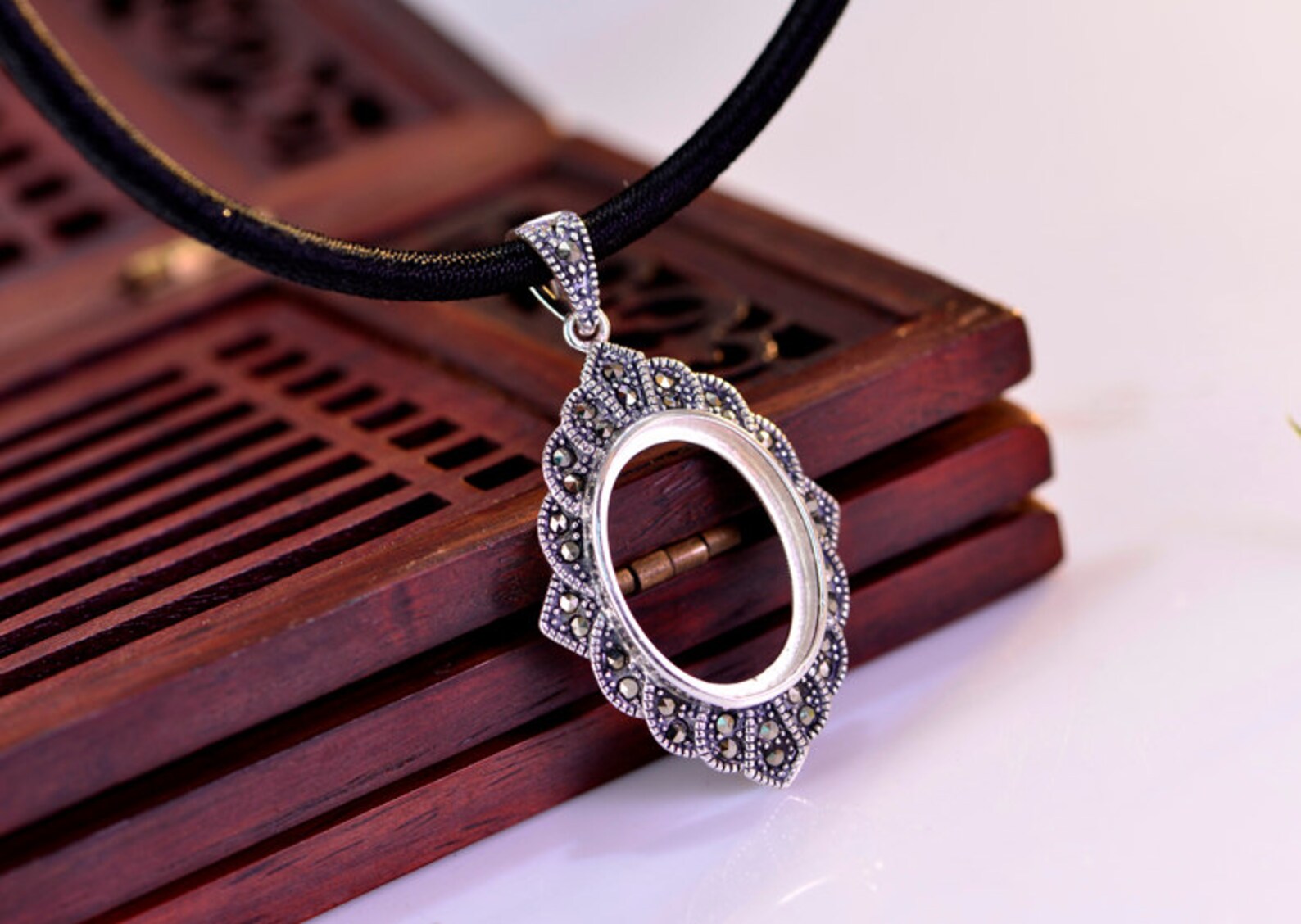 Thai Sterling Silver Pendant Blank 925 Silver Rhinestone - Etsy