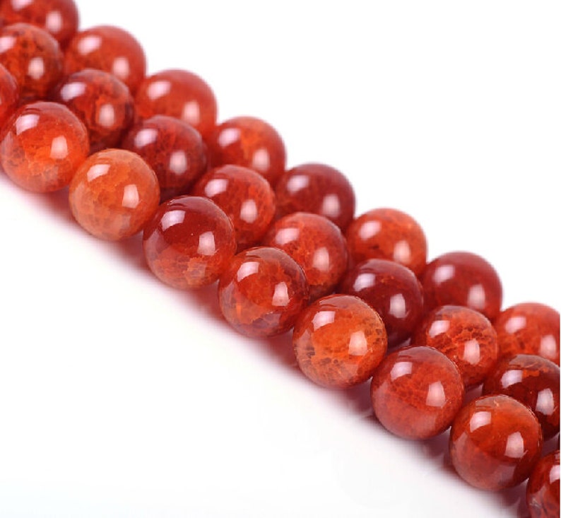 Grade A Natural Red Crackle Agate Beads Smooth Round | Etsy