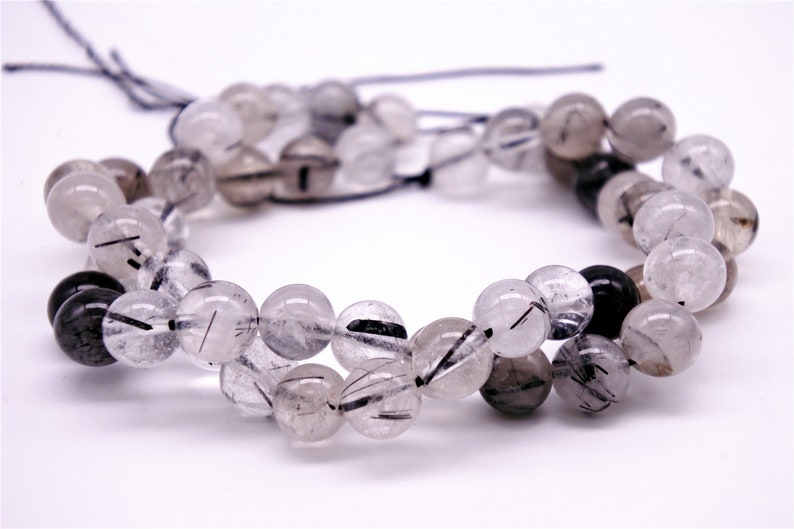 Grade A Natural Black Rutilated Quartz Beads Smooth Round | Etsy