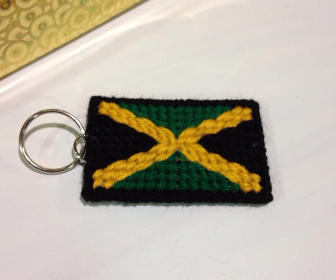 Handmade Jamaican Flag Keychain - Etsy