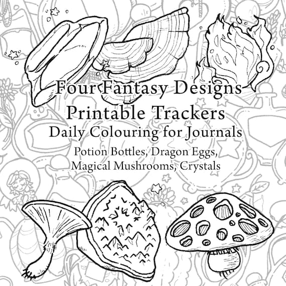 Fantasy Colouring Pages Four Designs for Journals | Etsy