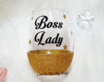 Boss lady wine glass | Etsy