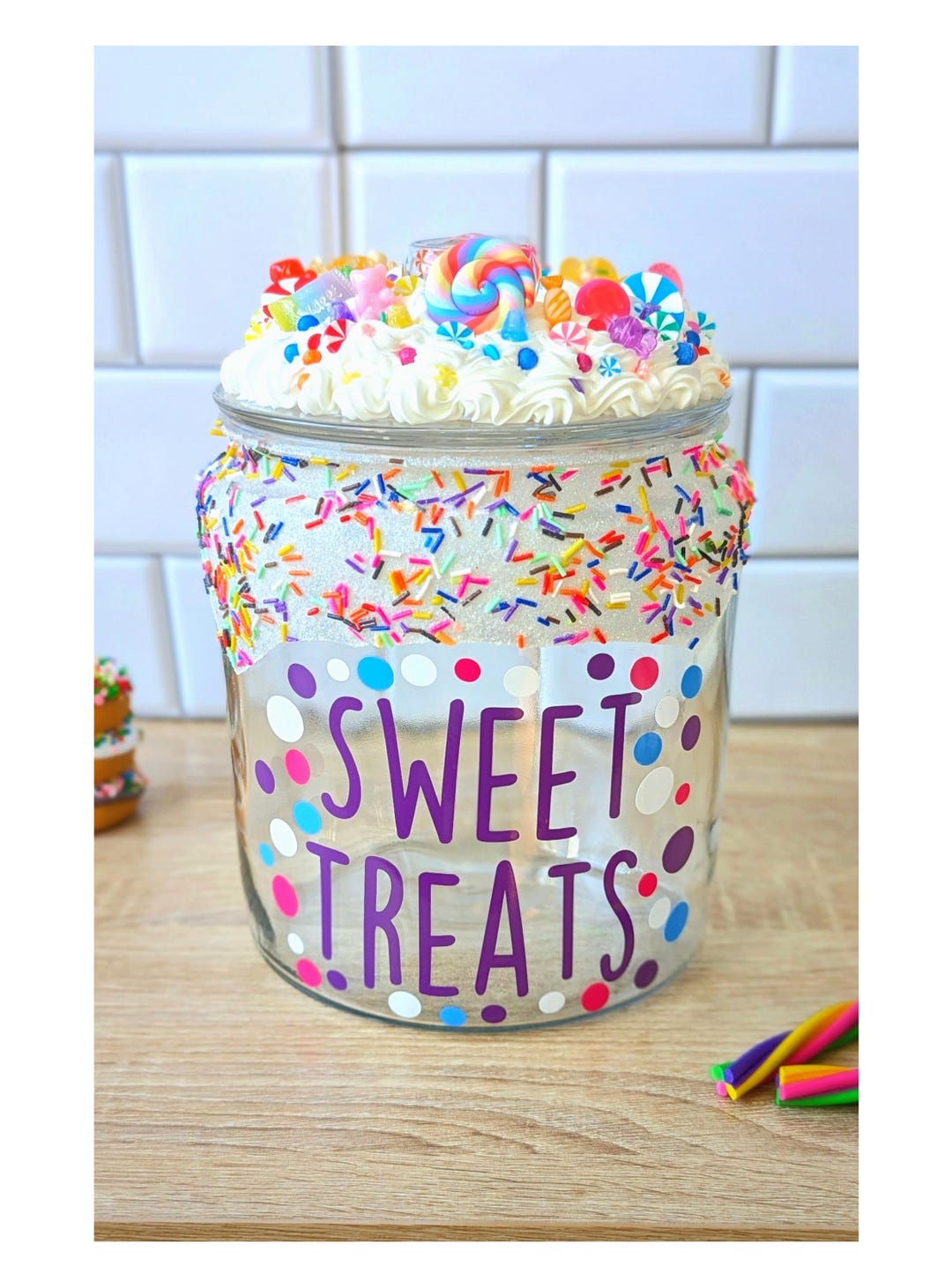 Personalized Sweet Treats Large Glass Candy Jar, Custom Dessert Jar ...