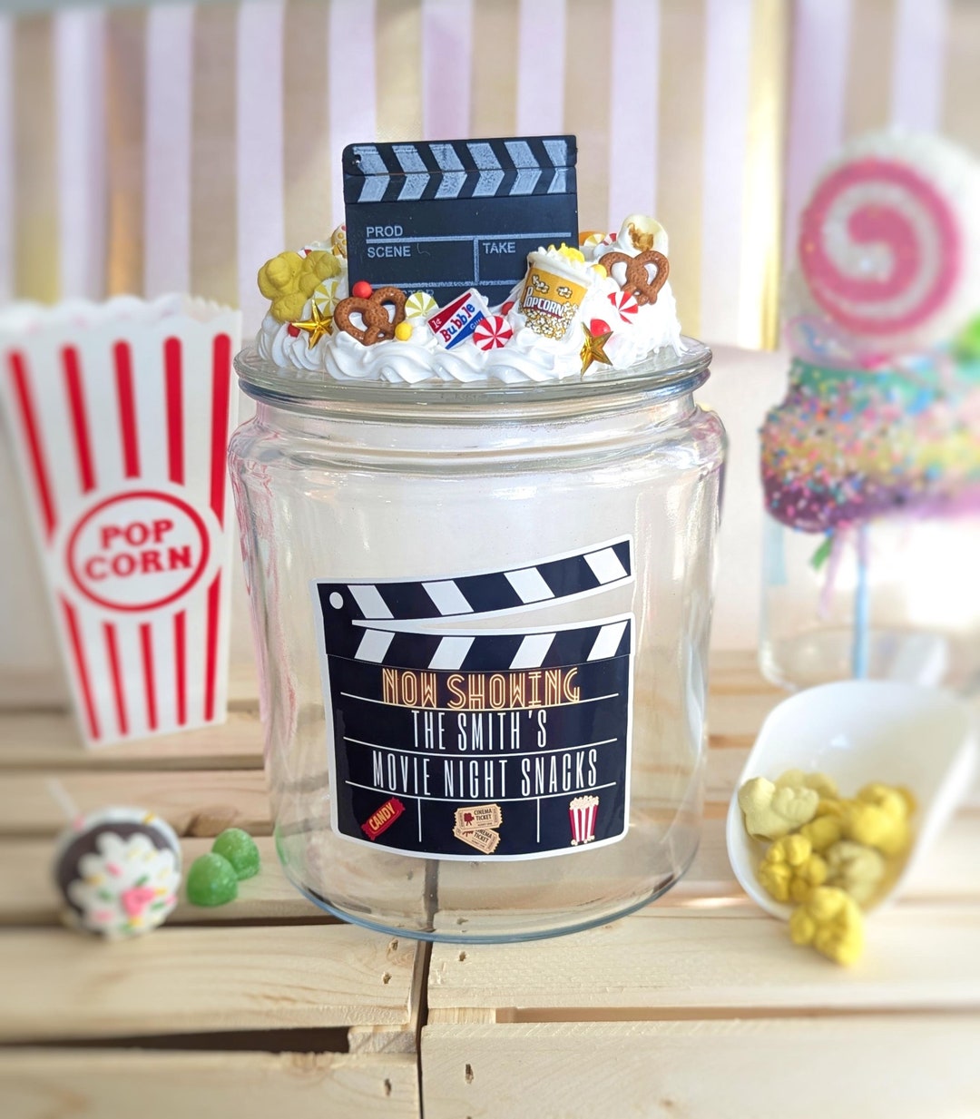 Movie Theme Theater Room Snack Jar, Movie Candy Jar for Theatre Room ...