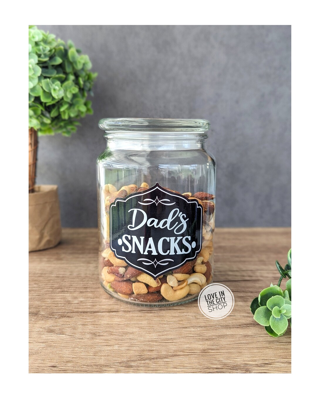 Personalized Dad Glass Snack Jar With Lid, Trail Mix Container, Father ...