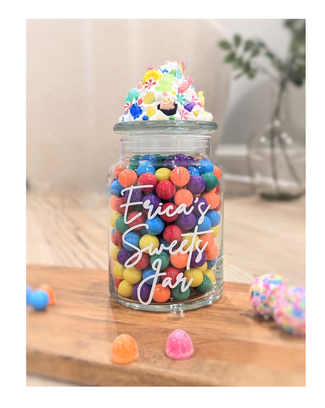 Personalized Glass Candy Treat Jar With Airtight Lid, Birthday Candy ...