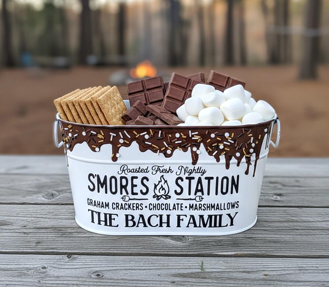 Personalized Smores Caddy for a Smore Station, White Metal Smore Caddy ...