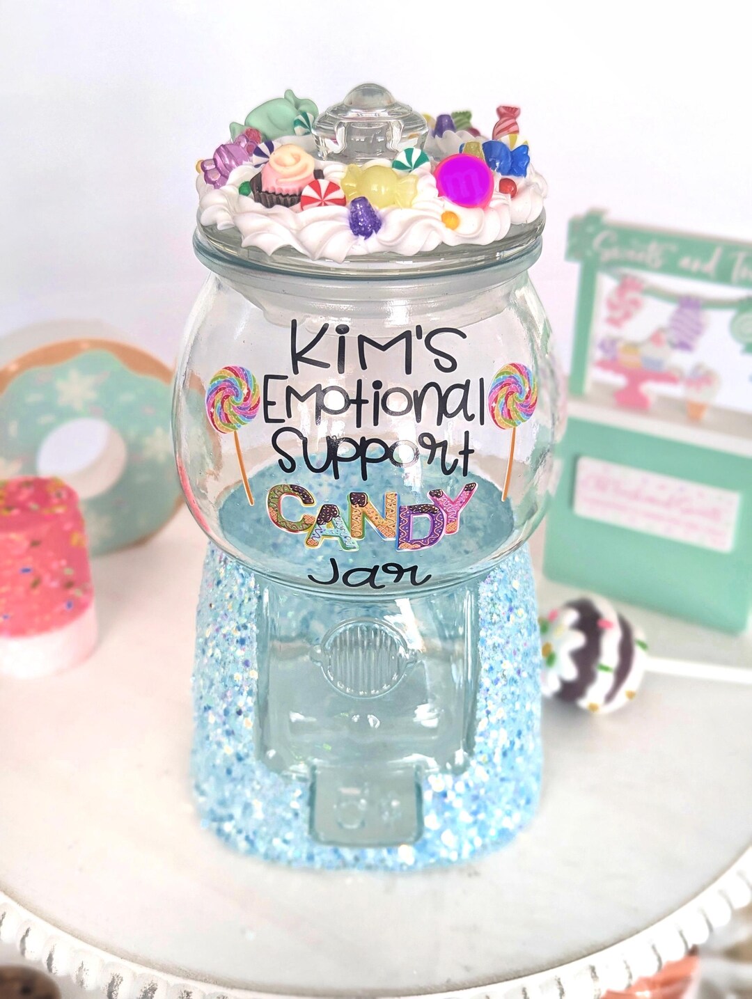 Personalized Glass Gumball Machine Candy Jar With Lid, Freeze Dried ...