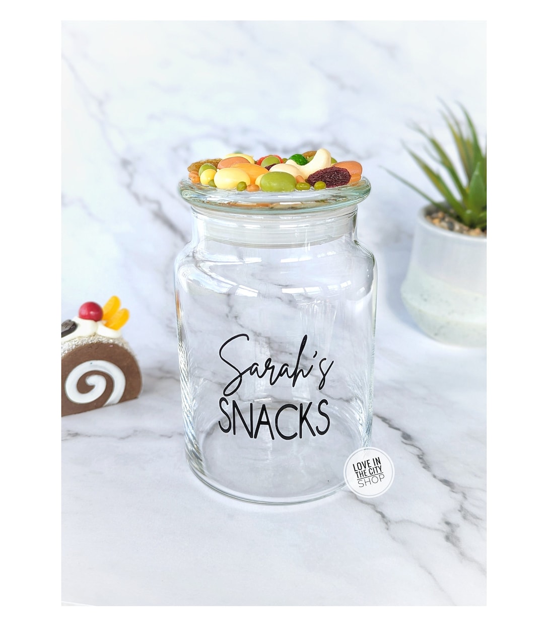 Personalized Glass Snack Jar, Trail Mix Snack Container for Nuts ...