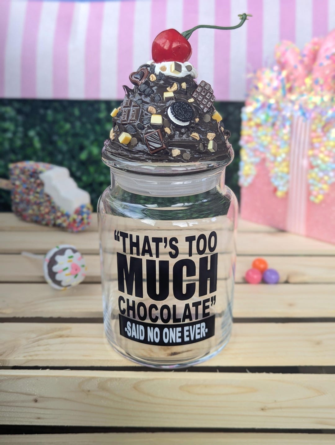 Personalized Glass Chocolate Candy Jar With Whipped Cream Lid Topper ...